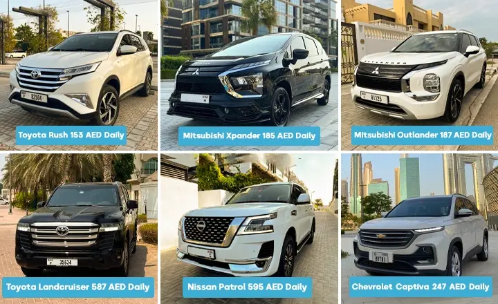 7 Seater Car Rental in Dubai | Rent 7 Seater 133 AED/day